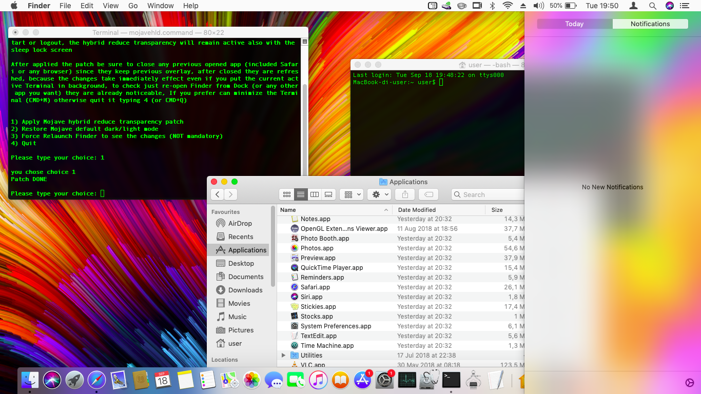 Mojave "light mode" hybrid transparency "patch" WORKING (with proof ...